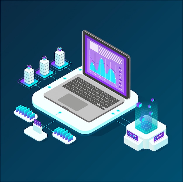Futuristic Data Analytics Dashboard on Laptop Display | Jiffy Designs