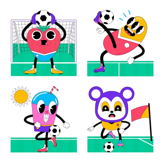 Vibrant Soccer-Themed Character Collection with Playful Designs | Jiffy ...