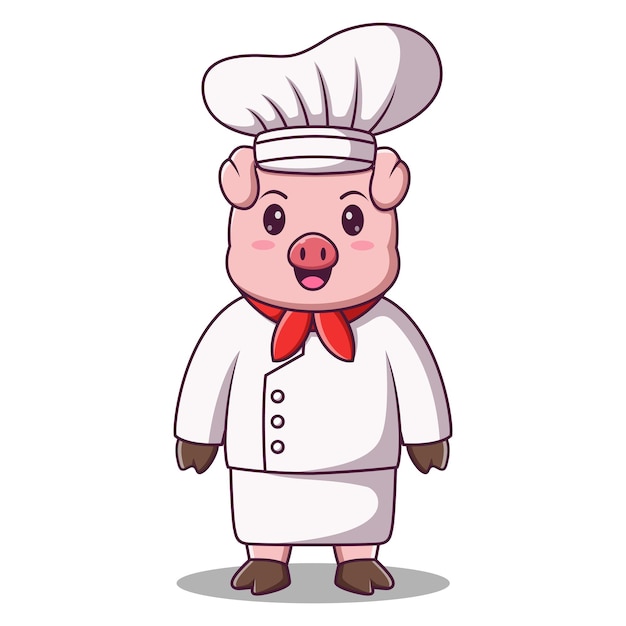 Charming Pork Chef in Crisp White Uniform | Jiffy Designs