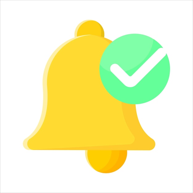 Vibrant Bell with Checkmark Symbol, Simple Flat Design | Jiffy Designs