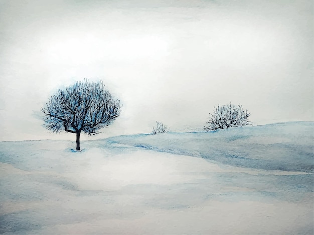 Frosted Trees on Snowy Landscape Pencil Drawing | Jiffy Designs
