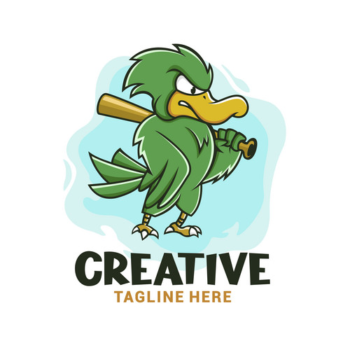 Baseball Duck Mascot Logo Vector Template | Jiffy Designs