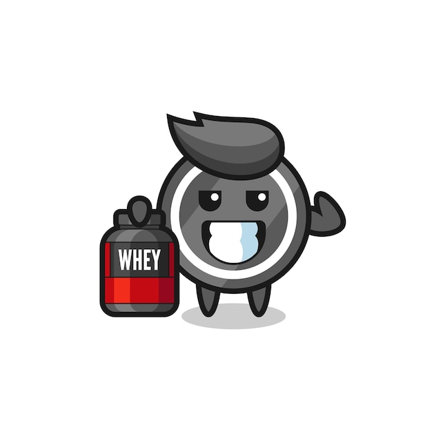 Adorable Whey Protein Mascot Holding Supplement Bottle | Jiffy Designs