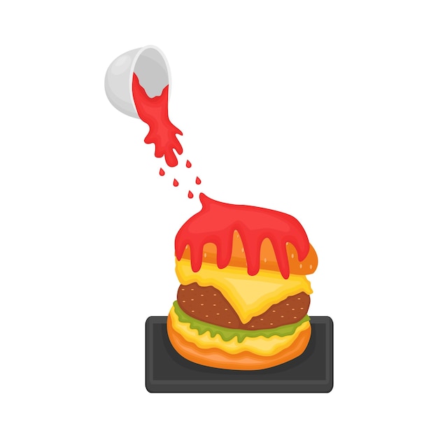 Vibrant Burger Illustration with Dripping Sauce | Jiffy Designs
