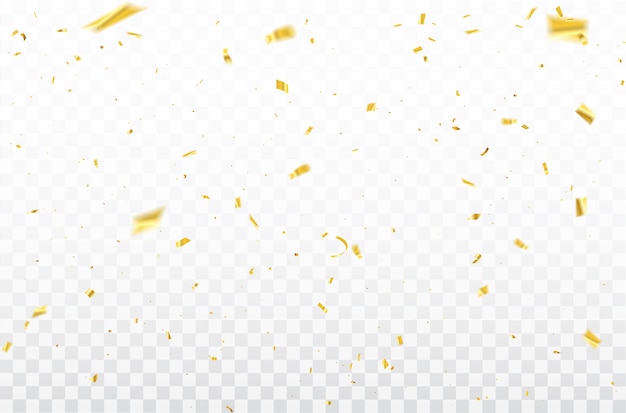 Sparkling Golden Confetti Raining Down on Transparent Background ...