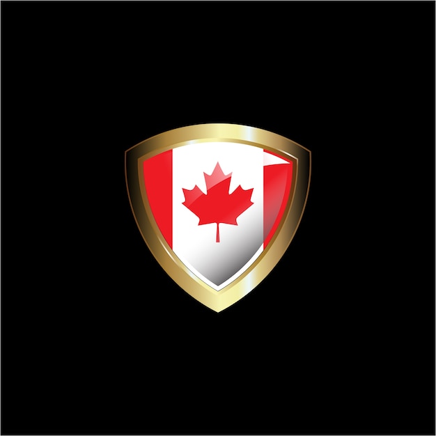 Sleek Canadian Flag Shield on Black Background | Jiffy Designs