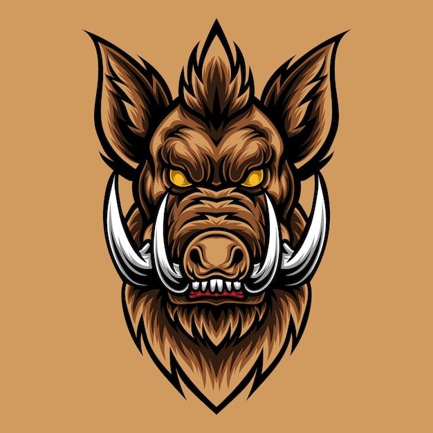 Fierce Boar Head with Menacing Tusks and Glowing Eyes | Jiffy Designs