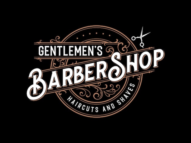 Vintage Barber Shop Sign with Ornate Lettering and Flourishes | Jiffy ...