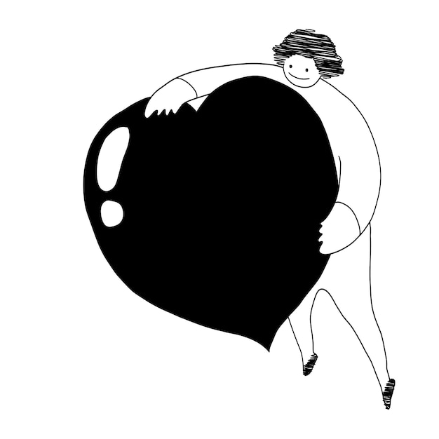 Whimsical Silhouette of Boy Embracing Oversized Heart | Jiffy Designs