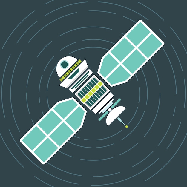 Stylized Satellite Orbiting Against Concentric Circles Background ...