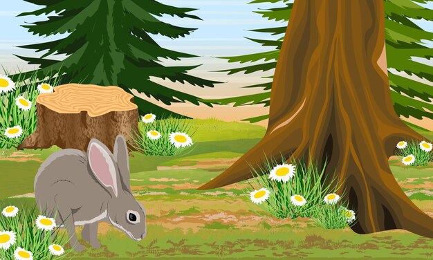 Bunny in Peaceful Forest Glade with Towering Trees | Jiffy Designs