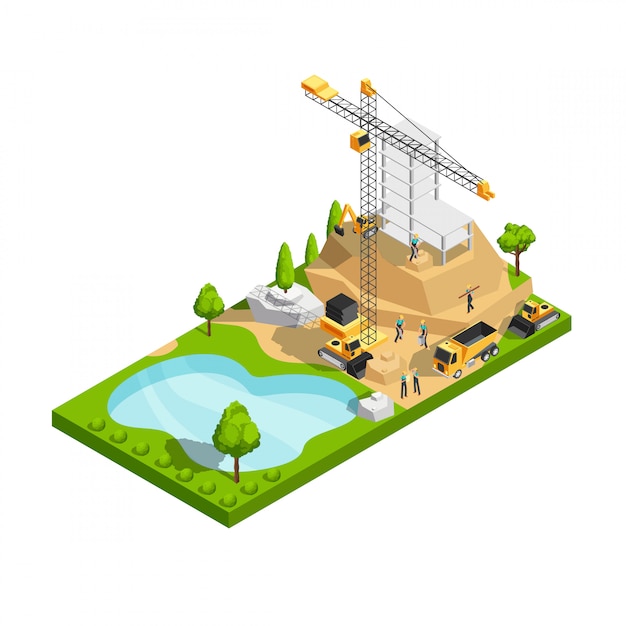 Vibrant Outdoor Construction Site with Crane and Machinery | Jiffy Designs