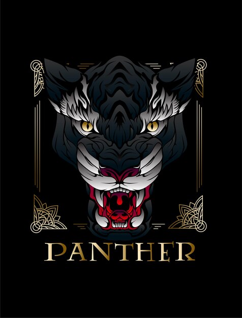Fierce and Majestic Panther Illustration with Ornate Borders | Jiffy ...