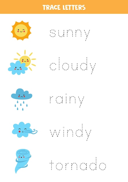 Trace the Weather-Themed Letters and Words | Jiffy Designs