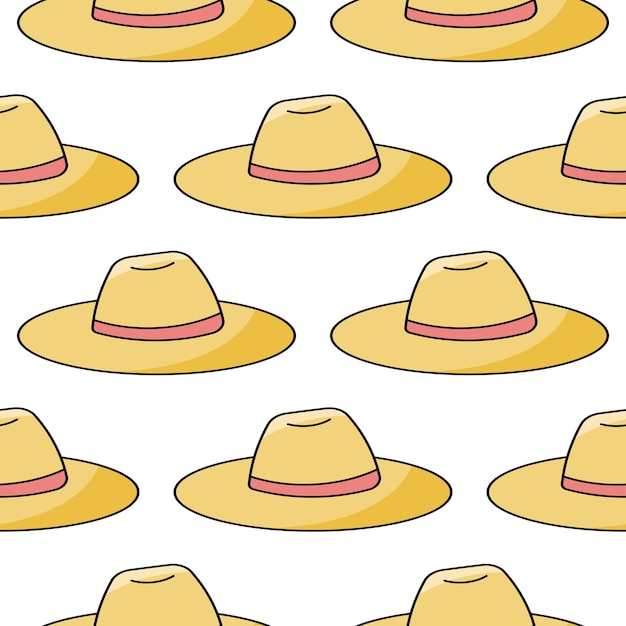 Vibrant Yellow Sun Hats in Seamless Pattern | Jiffy Designs
