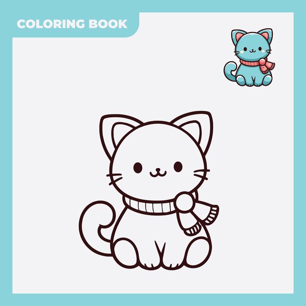 Adorable Kitty Coloring Book Page with Cute Cartoon Cat | Jiffy Designs