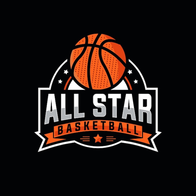 Iconic All-Star Basketball Logo with Vibrant Orange Ball | Jiffy Designs