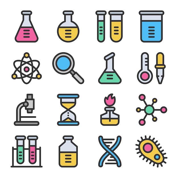 Vibrant Laboratory Glassware and Scientific Symbols | Jiffy Designs