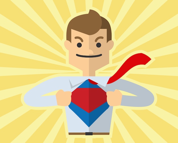 Heroic Cartoon Man in Vibrant Superhero Costume and Pose | Jiffy Designs