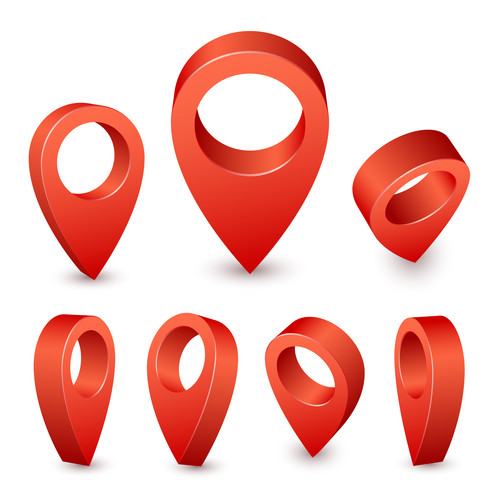 Map Pointer 3d Pin. Pointer Red Pin Marker For Travel Place. Location Symbols Vector Set ...