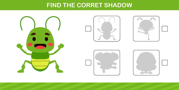Cheerful Green Bug Matching Its Correct Shadow | Jiffy Designs