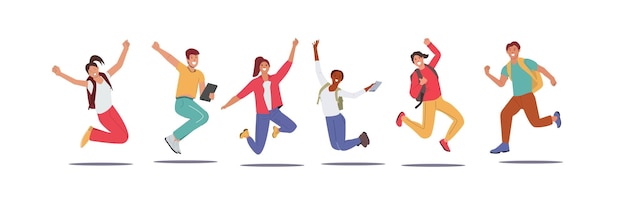Group of Happy People Jumping in Celebration Vector Graphic | Jiffy Designs