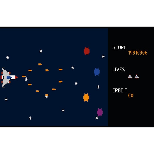 Retro Spaceship Navigates Cosmic Obstacles in Vibrant Pixel Art | Jiffy ...