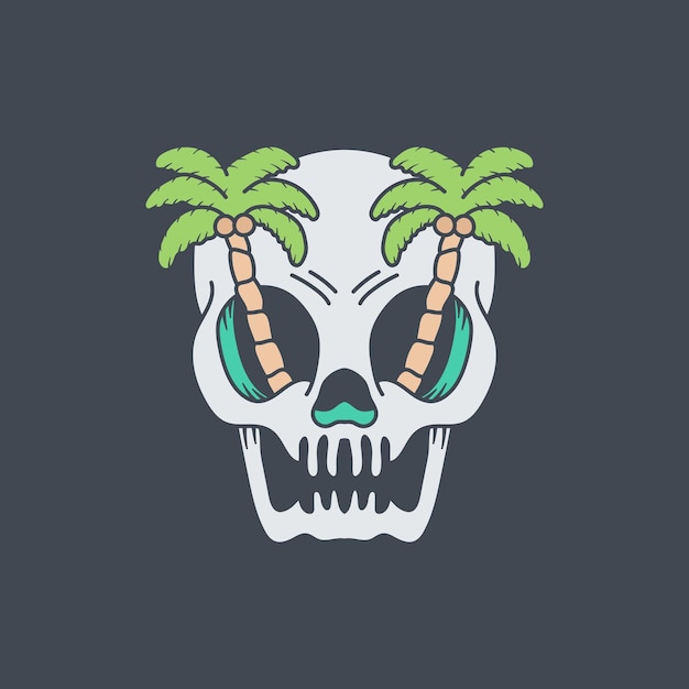 Tropical Skull with Sunglasses and Palm Trees | Jiffy Designs