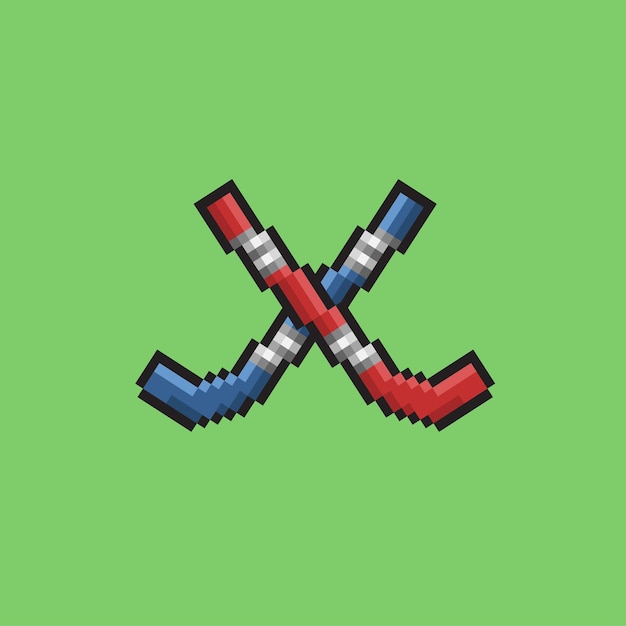 Vibrant Crossed Pixel Swords on Lime Green Background | Jiffy Designs