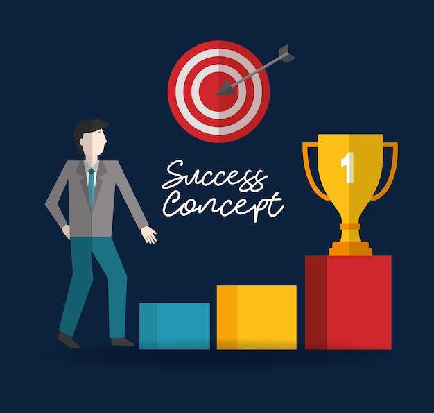 Businessman Hitting Target with Arrow, Success Trophy Illustration ...