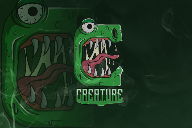 Ferocious Green Creature with Gaping Jaws | Jiffy Designs