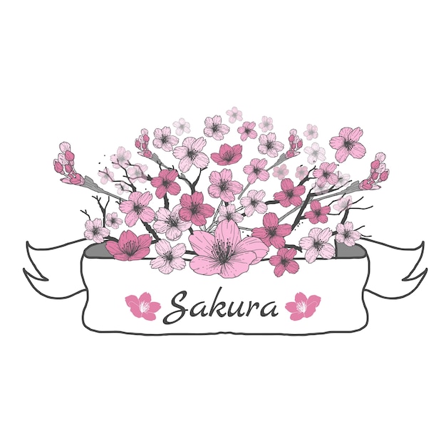 Elegant Cherry Blossom Wreath with Sakura Text Banner | Jiffy Designs