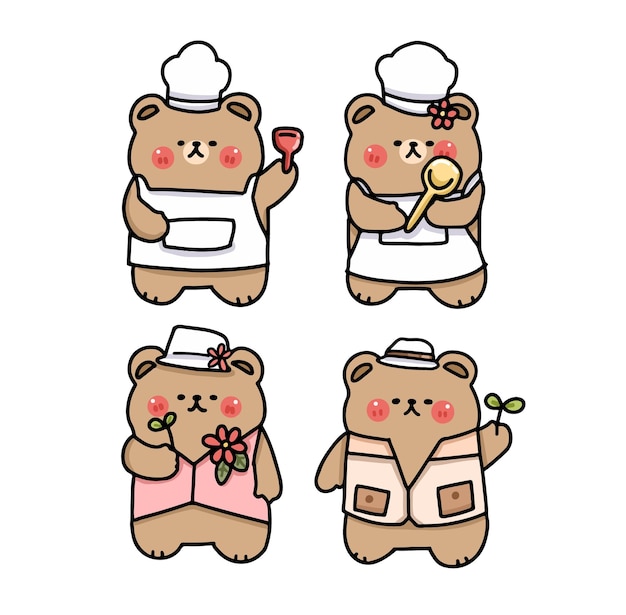 Adorable Teddy Bear Chef Collection with Diverse Culinary Designs ...