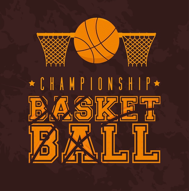 Basketball Championship Graphic with Hoops and Textured Typography ...