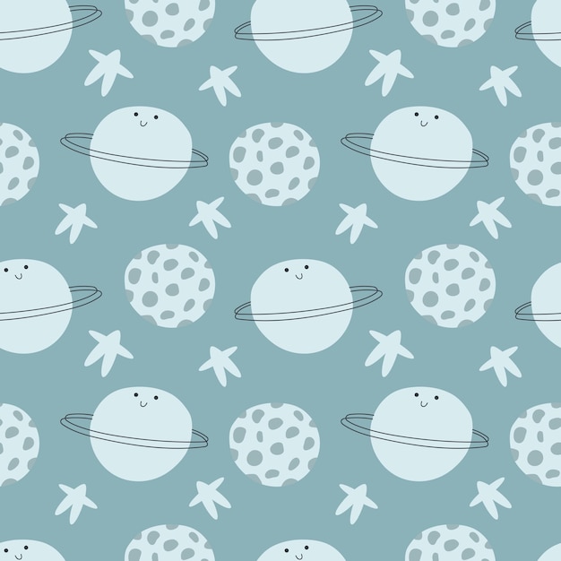 Whimsical Space-Themed Pattern with Playful Planets and Asteroids ...