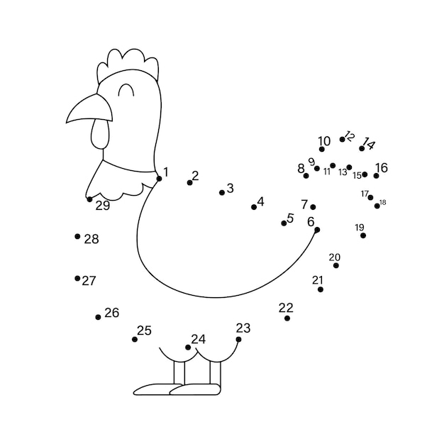Charming Rooster Dot-to-Dot Illustration | Jiffy Designs