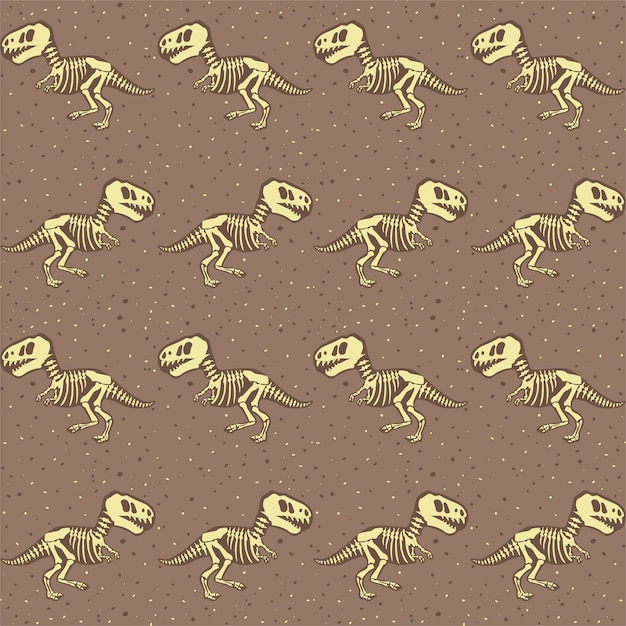 Vintage Fossil Skeletons in Repeating Pattern on Tan | Jiffy Designs