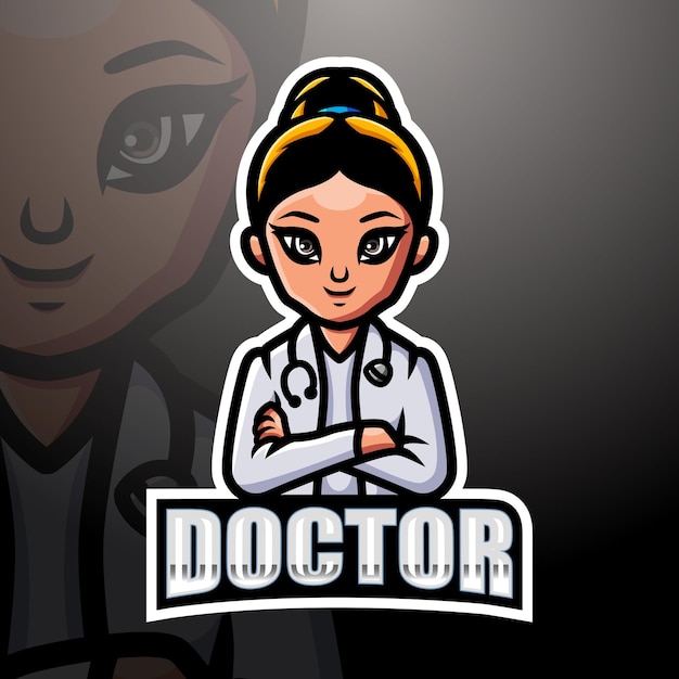 Confident Female Doctor Emblem with Crossed Arms | Jiffy Designs