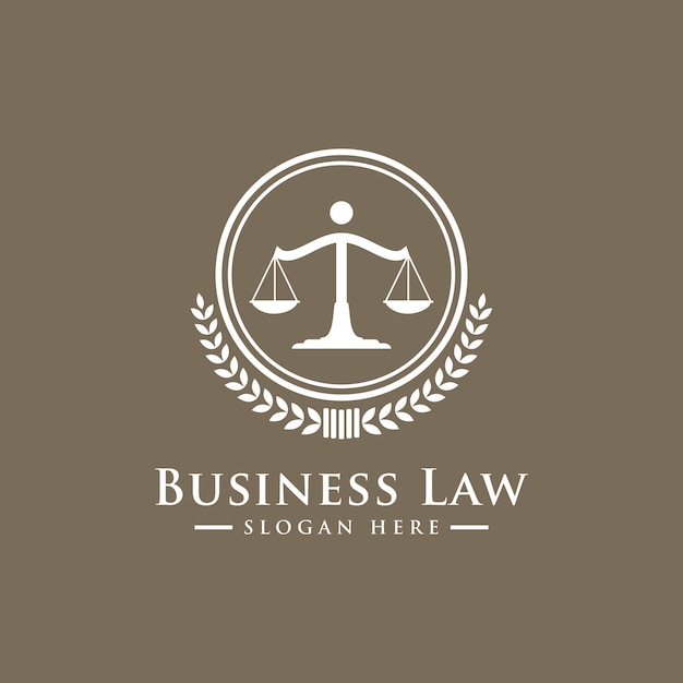 Elegant Business Law Emblem with Scales and Laurel Wreath | Jiffy Designs