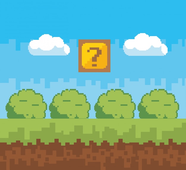 Vibrant Pixel Landscape with Mystery Block | Jiffy Designs