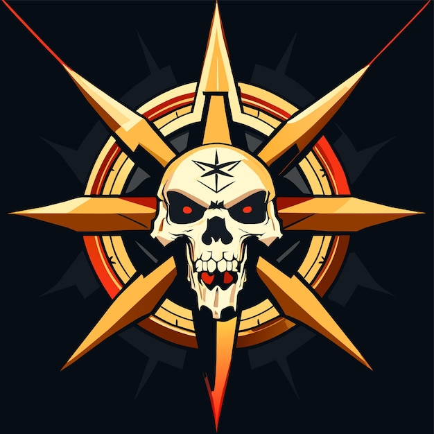 Striking Skull Compass Rose Emblem in Bold Colors | Jiffy Designs
