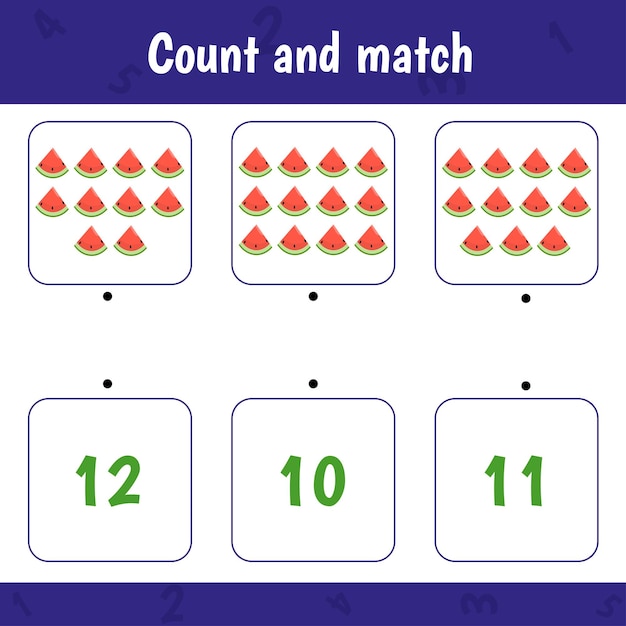 Count and Match Educational Counting Illustration with Numbers and ...