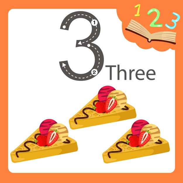 Delightful Number Three Illustrated with Tasty Pastries | Jiffy Designs