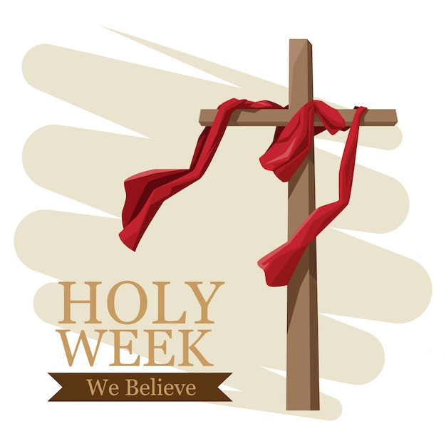 Solemn Cross with Crimson Cloth Marks Holy Week Reverence | Jiffy Designs