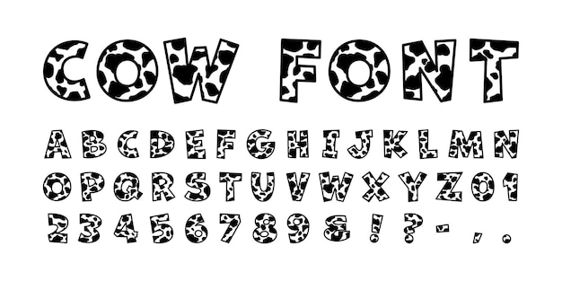 Cow Print Themed Typographic Font with Playful Spots | Jiffy Designs