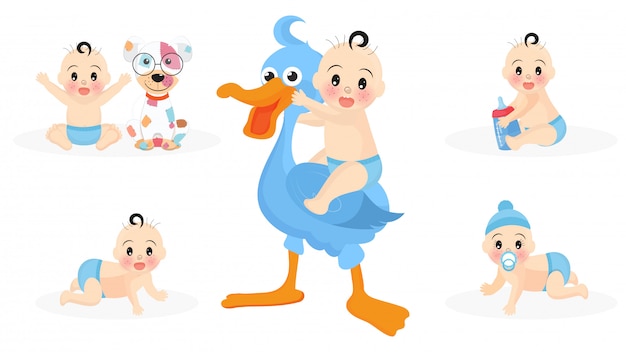 Adorable Baby Cartoon Characters in Various Poses | Jiffy Designs