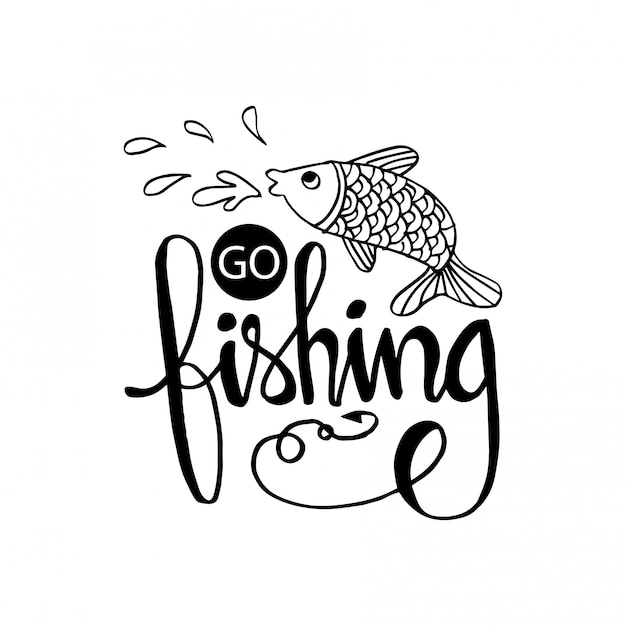Charming Koi Fish Illustration with Playful 'Go Fishing' Text | Jiffy ...