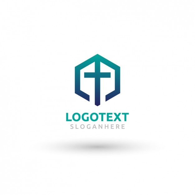 Stylized Cross Symbol in Hexagonal Frame with Text Branding | Jiffy Designs