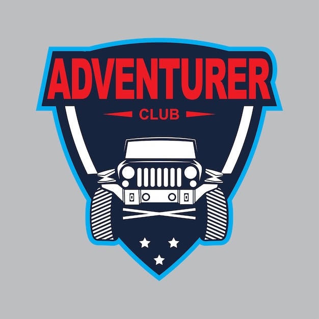 Rugged Adventurer Club Emblem with Jeep Silhouette | Jiffy Designs