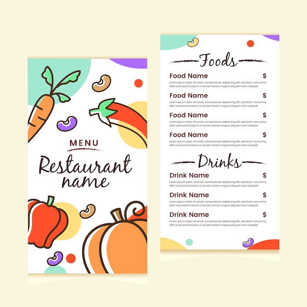 Vibrant Restaurant Menu with Playful Produce Illustrations | Jiffy Designs